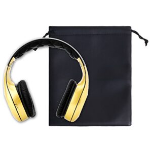 BCP 3pcs 7.5x9” Black Color PU Leather Double Drawstring Protection Headphone Pouch Bag Headphone Pouch (7.5x9)