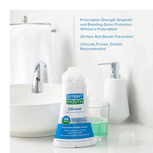 SmartMouth Clinical DDS Activated Mouthwash, Bad Breath and Bleeding Gums Support, 16 Fl Oz, 3 Pack