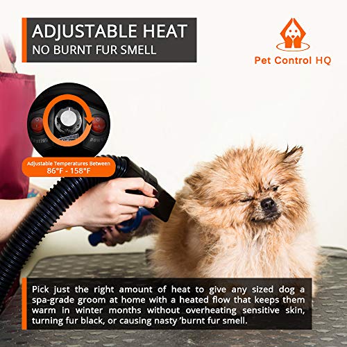 Dog Hair Dryer Blower for Grooming - Professional High Velocity 4.5HP Blow Dryer for Dogs - Adjustable Heat Low Noise Quiet Air Flow - Pet Dryer for Grooming