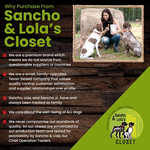 Sancho & Lola's 10oz Beef Tendons for Dogs - Made in USA/Nebraska (8-12 Count) Plain Gambrel/Small Batch Single-Ingredient Grain-Free Chews - Smoked Beef and Smoked Turkey Tendons Also Available