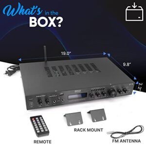 Pyle - PDA7BU (Black) - 5 Channel Rack Mount Bluetooth Receiver, Home Theater Amp, Speaker Amplifier, Bluetooth Wireless Streaming, MP3/USB/SD/AUX/FM Radio, 200 Watt, with Digital ID3 LCD Display