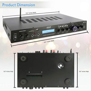 Pyle - PDA7BU (Black) - 5 Channel Rack Mount Bluetooth Receiver, Home Theater Amp, Speaker Amplifier, Bluetooth Wireless Streaming, MP3/USB/SD/AUX/FM Radio, 200 Watt, with Digital ID3 LCD Display