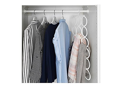 Scarf Ring Hangers,Scarf Hangers Ties Organizer Hangers Racks 28.25", Closet Organizer, Space Saving Hanger for Scarves Belts Tank Tops Accessories 18 Large Rings (3.5in Wide) White