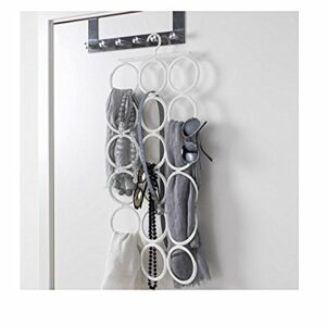 Scarf Ring Hangers,Scarf Hangers Ties Organizer Hangers Racks 28.25", Closet Organizer, Space Saving Hanger for Scarves Belts Tank Tops Accessories 18 Large Rings (3.5in Wide) White