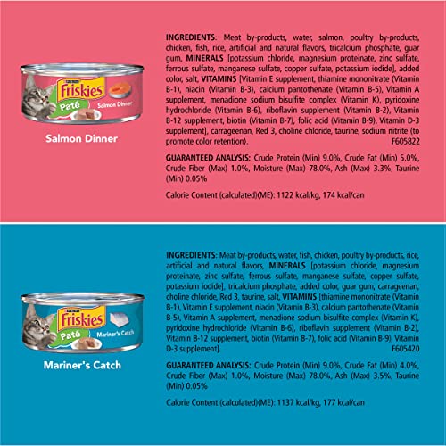 Purina Friskies Wet Cat Food Pate Variety Pack Seafood and Chicken Pate Favorites - (40) 5.5 oz. Cans