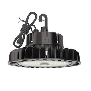 hyperlite high bay led lights 150w 21,000lm (140lm/w) 1-10v dimmable, ul listed 4000k ufo led high bay light for shop barn garage, alternative to 600w mh/hps, 5-year warranty