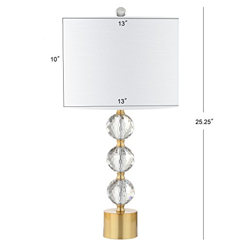 JONATHAN Y JYL5017A Ashley 25.25" Crystal LED Table Lamp Glam Transitional Bedside Desk Nightstand Lamp for Bedroom Living Room Office College Bookcase LED Bulb Included, Clear/Brass Gold