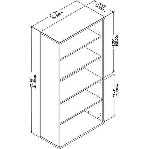 Bush Business Furniture Studio C 5 Shelf Bookcase in Storm Gray