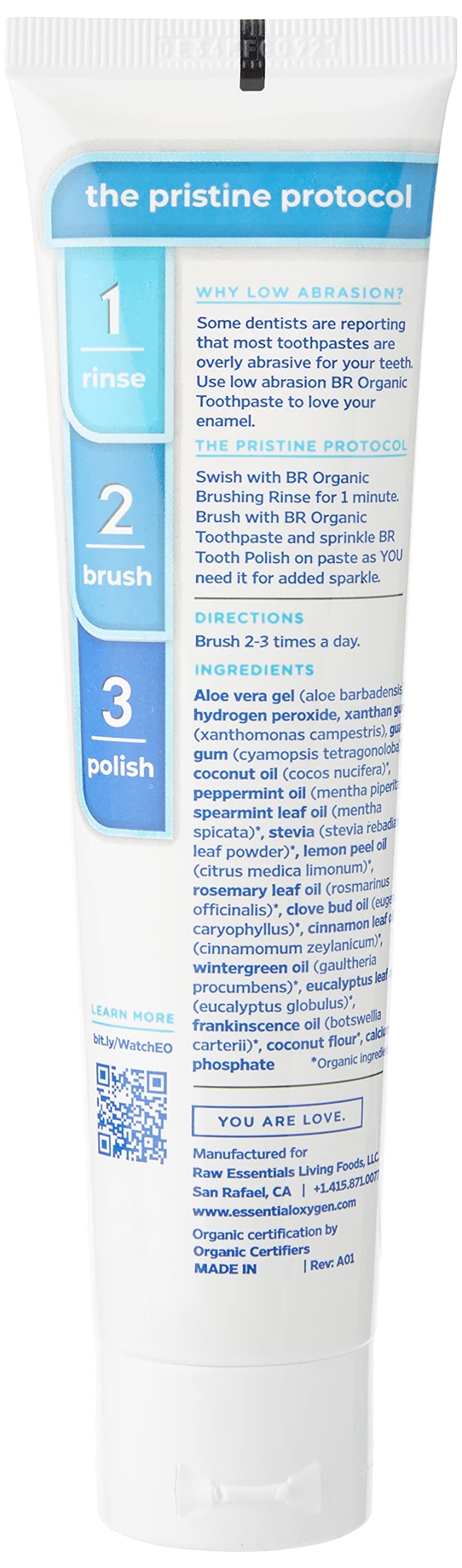 Essential Oxygen BR Organic Toothpaste Peppermint 4 oz