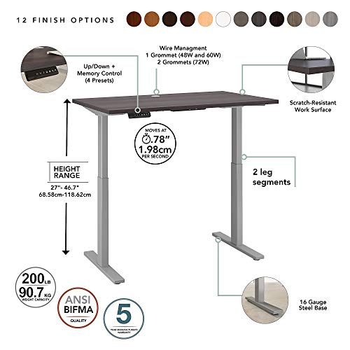 Bush Business Furniture Move 60 Series Height Adjustable Standing Desk, 72W x 30D, Storm Gray with Cool Gray Metallic Base