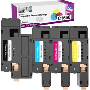 limeink 4 pack compatible high yield laser toner cartridges replacement for dell c1660 4g9hp (1 black, 1 cyan, 1 magenta, 1 yellow) compatible with c1660 c1660w c1660cnw 1660 1660w 1660cnw printers