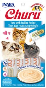 inaba churu lickable purée natural cat treats (tuna with scallop recipe, 4 tubes)