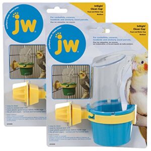 jw pet company clean cup feeder and water cup bird accessory, medium, colors may vary