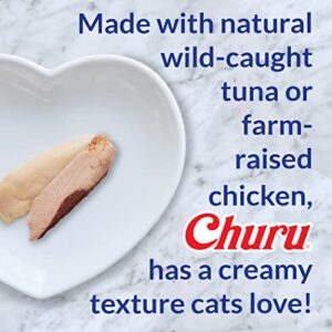 INABA Churu Lickable Purée Natural Cat Treats (Tuna with Chicken Recipe, 4 Tubes)