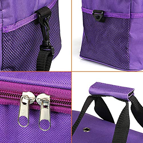 Knitting Bag, LEMESO Yarn Tote Storage Organizer Portable Individual Compartments & High Capacity for Carrying Unfinished Project Crochet Hooks Needles Accessories Purple