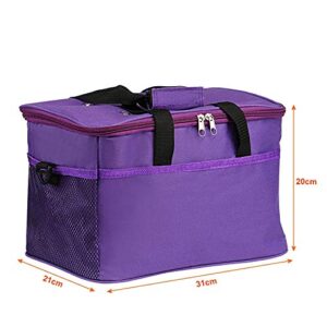 Knitting Bag, LEMESO Yarn Tote Storage Organizer Portable Individual Compartments & High Capacity for Carrying Unfinished Project Crochet Hooks Needles Accessories Purple