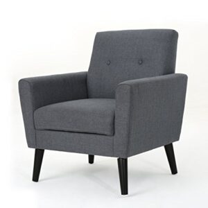 christopher knight home sienna mid-century modern fabric club chair, dark grey