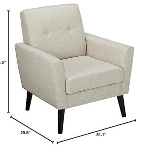 Christopher Knight Home Sienna Mid-Century Modern Fabric Club Chair, Beige 29.5D x 31.1W x 34.5H Inch