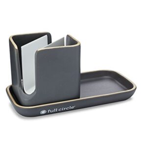 Full Circle Stash, Ceramic Sink Caddy, Gray and White, 11"