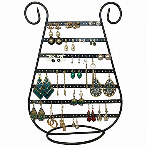 Tytroy Black Metal Harp Shaped Earring Organizer Holder (Up to 78 Pairs) Jewelry Display Stand (1 pc)