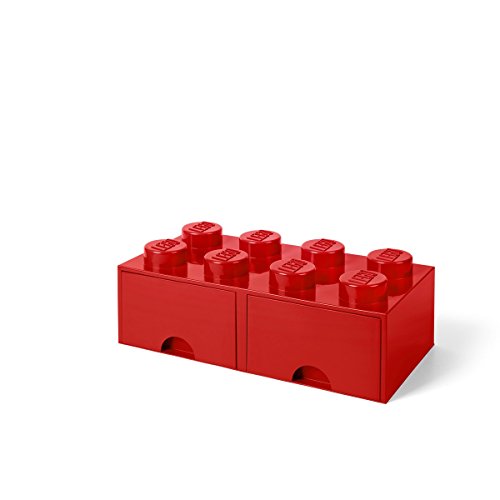 Room Copenhagen, LEGO Brick Drawer - Stackable Storage and Décor - Brick 8, Bright Red