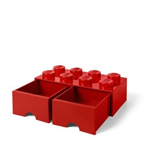 Room Copenhagen, LEGO Brick Drawer - Stackable Storage and Décor - Brick 8, Bright Red