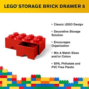 Room Copenhagen, LEGO Brick Drawer - Stackable Storage and Décor - Brick 8, Bright Red