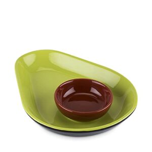 truezoo avocado chip & dip bowl, guacamole serving tray, appetizer platter, party dish