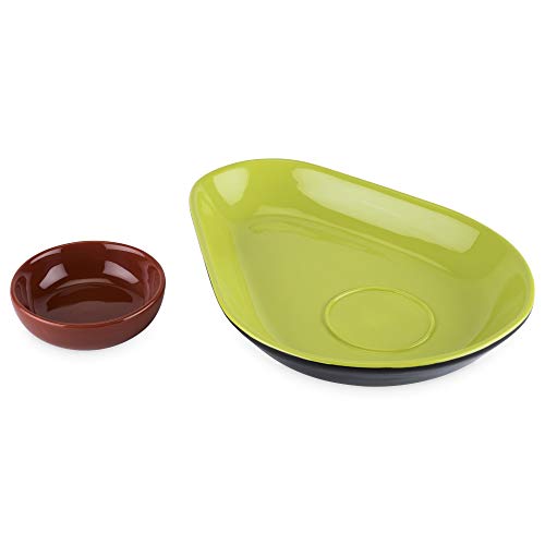 TrueZoo Avocado Chip & Dip Bowl, Guacamole Serving Tray, Appetizer Platter, Party Dish