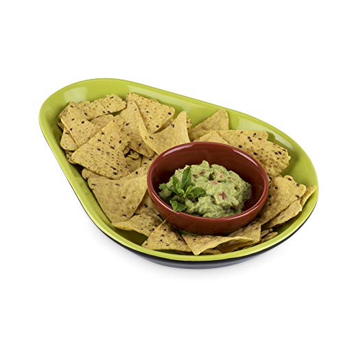 TrueZoo Avocado Chip & Dip Bowl, Guacamole Serving Tray, Appetizer Platter, Party Dish