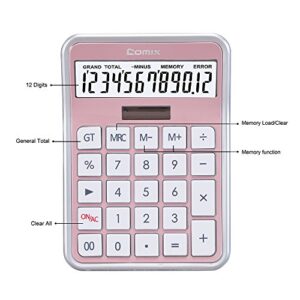 Comix Calculator 12 Digits, Calculator for Office/Home/School,C-8S (Rose Gold)