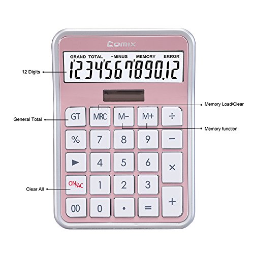 Comix Calculator 12 Digits, Calculator for Office/Home/School,C-8S (Rose Gold)