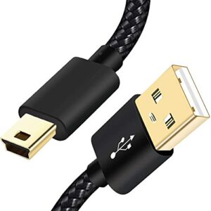 scovee mini usb cable braided 6ft type a male to mini b cable data charging cord for gopro hero 3+,sony ps3 controller cord,mp3 player,garmin nuvi,dash cam,canon powershot rebel elph camera charger