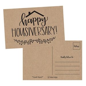 25 kraft happy home anniversary realtor cards, blank greeting house postcards, bulk real estate thank you notes, welcome home realtor gifts stationery, new realtor gifts for clients, housiversary card