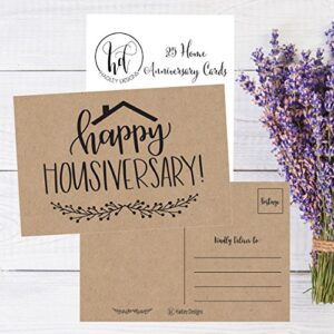 25 Kraft Happy Home Anniversary Realtor Cards, Blank Greeting House Postcards, Bulk Real Estate Thank You Notes, Welcome Home Realtor Gifts Stationery, New Realtor Gifts For Clients, Housiversary Card