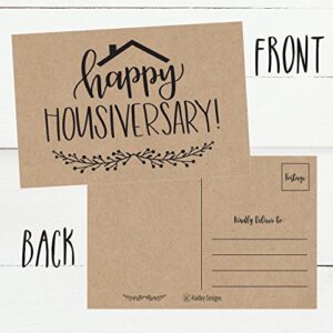 25 Kraft Happy Home Anniversary Realtor Cards, Blank Greeting House Postcards, Bulk Real Estate Thank You Notes, Welcome Home Realtor Gifts Stationery, New Realtor Gifts For Clients, Housiversary Card