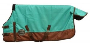 showman adjustable 36"-40" 1200 denier winter foal/mini horse blanket (teal/brown)