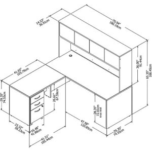 Studio C 72W x 30D L Shaped Desk with Hutch, Mobile File Cabinet and 42W Return in Storm Gray