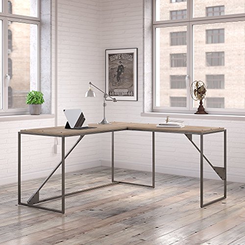 Bush Furniture Refinery 62W L Shaped Industrial Desk with 37W Return in Rustic Gray