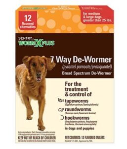 sentry worm x plus 7 way dewormer large dogs (12 count)