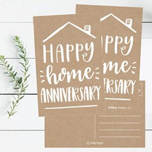 25 Kraft Happy Home Anniversary Realtor Cards, Blank Greeting House Postcards, Bulk Real Estate Thank You Notes, Welcome Home Realtor Gifts Stationery, New Realtor Gifts For Clients, Housiversary Card