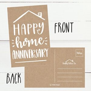 25 Kraft Happy Home Anniversary Realtor Cards, Blank Greeting House Postcards, Bulk Real Estate Thank You Notes, Welcome Home Realtor Gifts Stationery, New Realtor Gifts For Clients, Housiversary Card