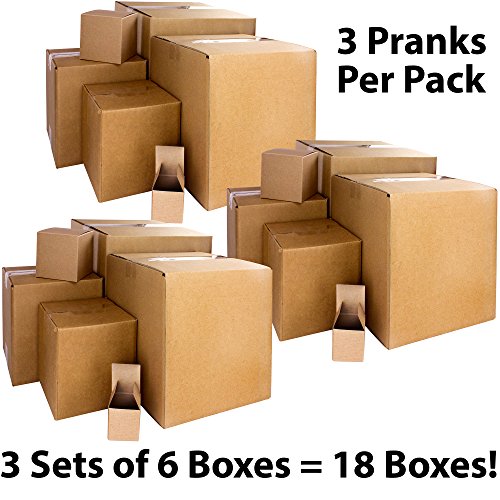 Give the Gift of Frustration: Boxes in a Box Prank. Includes 3 Sets of 6 Nesting Cartons (2-12 Inch). Funny Practical or Novelty Joke. Great Christmas Gag, Birthday Present or Stocking Stuffer for Him