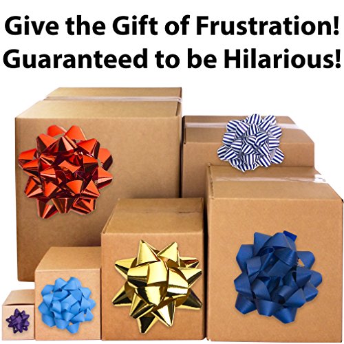 Give the Gift of Frustration: Boxes in a Box Prank. Includes 3 Sets of 6 Nesting Cartons (2-12 Inch). Funny Practical or Novelty Joke. Great Christmas Gag, Birthday Present or Stocking Stuffer for Him