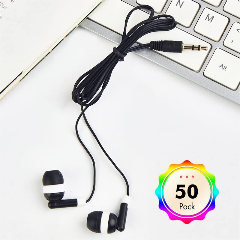 CN-Outlet Wholesale Bulk Earbuds Headphones 50 Pack for iPhone, Android, MP3 Player - Black