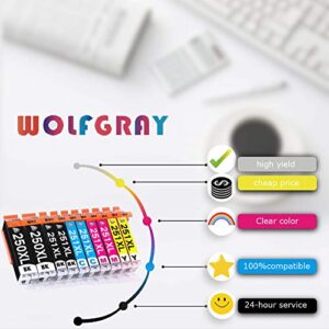 Wolfgray 10 Packs (2Large BK+2BK+2C+2M+2Y) Compatible Ink Cartridge PGI-250XL CLI-251XL 250xl 251xl Works for PIXMA MX922 MG5522 MG5620 MG6620 MG6600 MX920 iX6820 iP7220 (2Set)