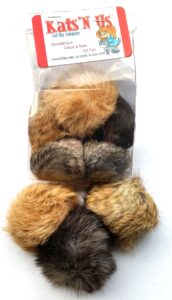 real rabbit fur pom pom cat toy - 5 pak jumbo size