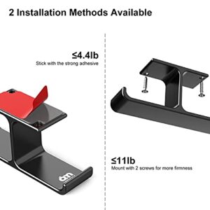 6amLifestyle Headset Headphone Stand Hanger Under Desk Designed [Patented] Aluminum Headphone Holder Hook by Strong Adhesive & Screws Universal Compatible with PC Gaming DJ Headsets - BK701