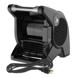 Lasko High Velocity Max Performance Pivoting Utility Blower Fan, for Cooling, Ventilating, Exhausting and Drying, Home, Job Site, 2 AC Outlets, Circuit Breaker with Reset, 3 Speeds, 14", Black, U15617