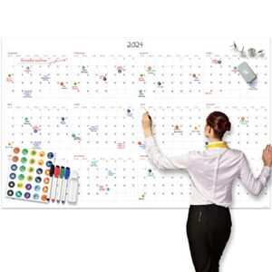 Large Dry Erase Wall Calendar - 38" x 60" - Undated Blank 2023 Reusable Yearly Calendar - Giant Whiteboard Year Poster - Jumbo Laminated 12 Month Office Calendar (Lushleaf Designs)